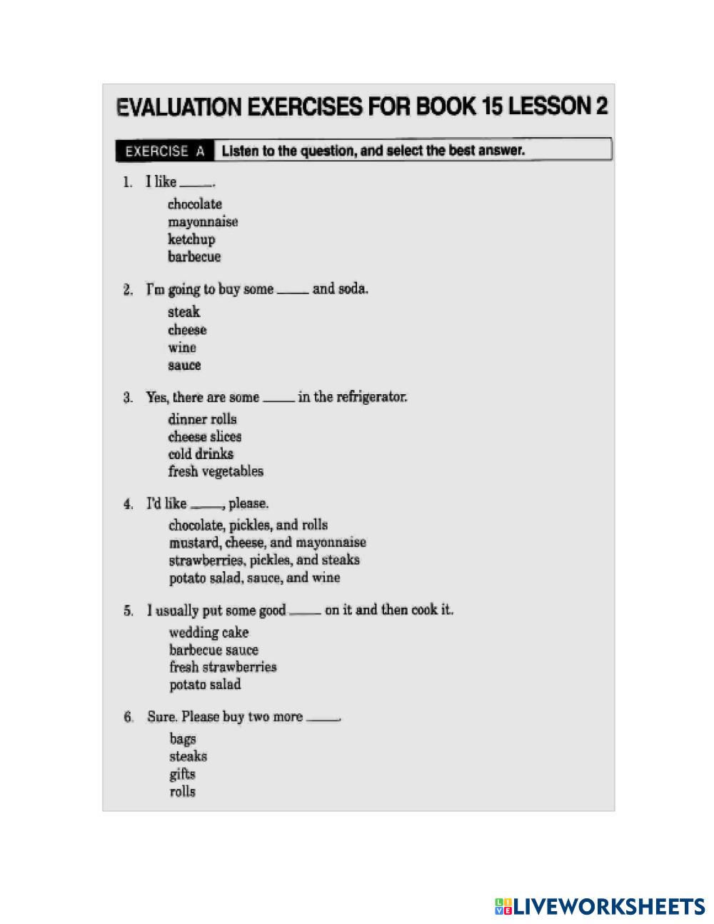 EVALUATION EXER… | Free Interactive Worksheets | 7645735