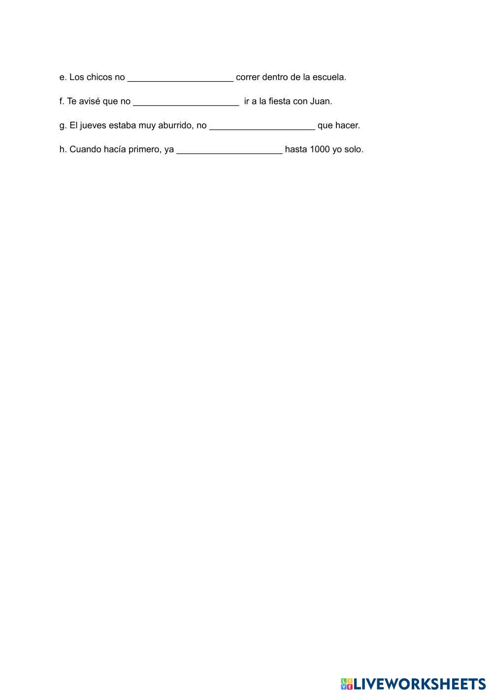 Pretérito imper… | Free Interactive Worksheets | 7647830