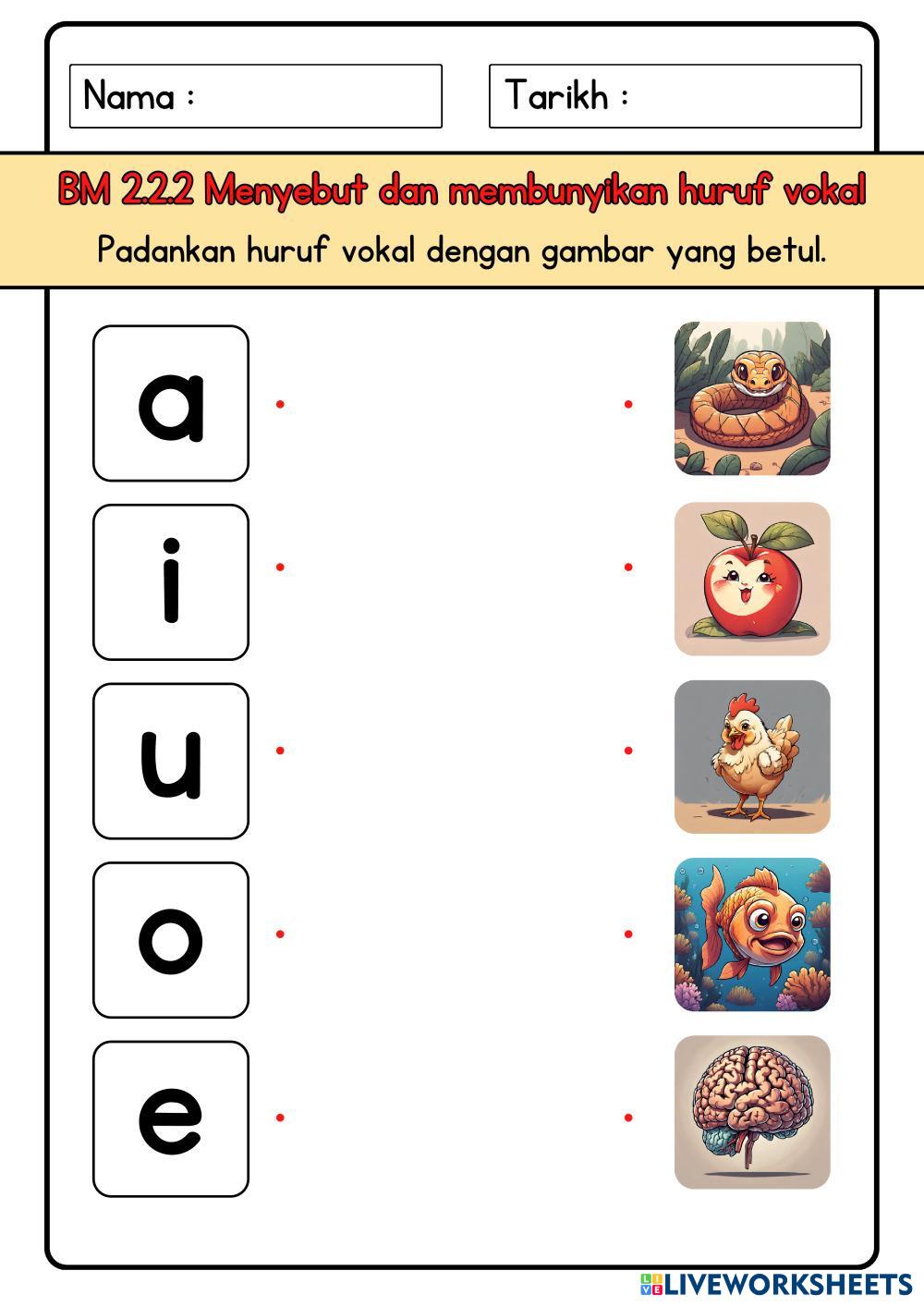 Padankan huruf… | Free Interactive Worksheets | 7649025
