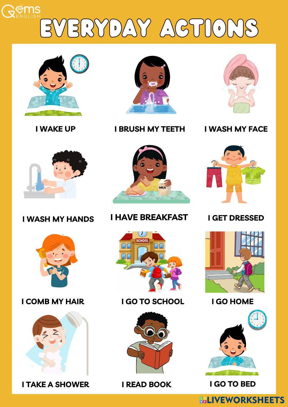 Every actions | Live Worksheets