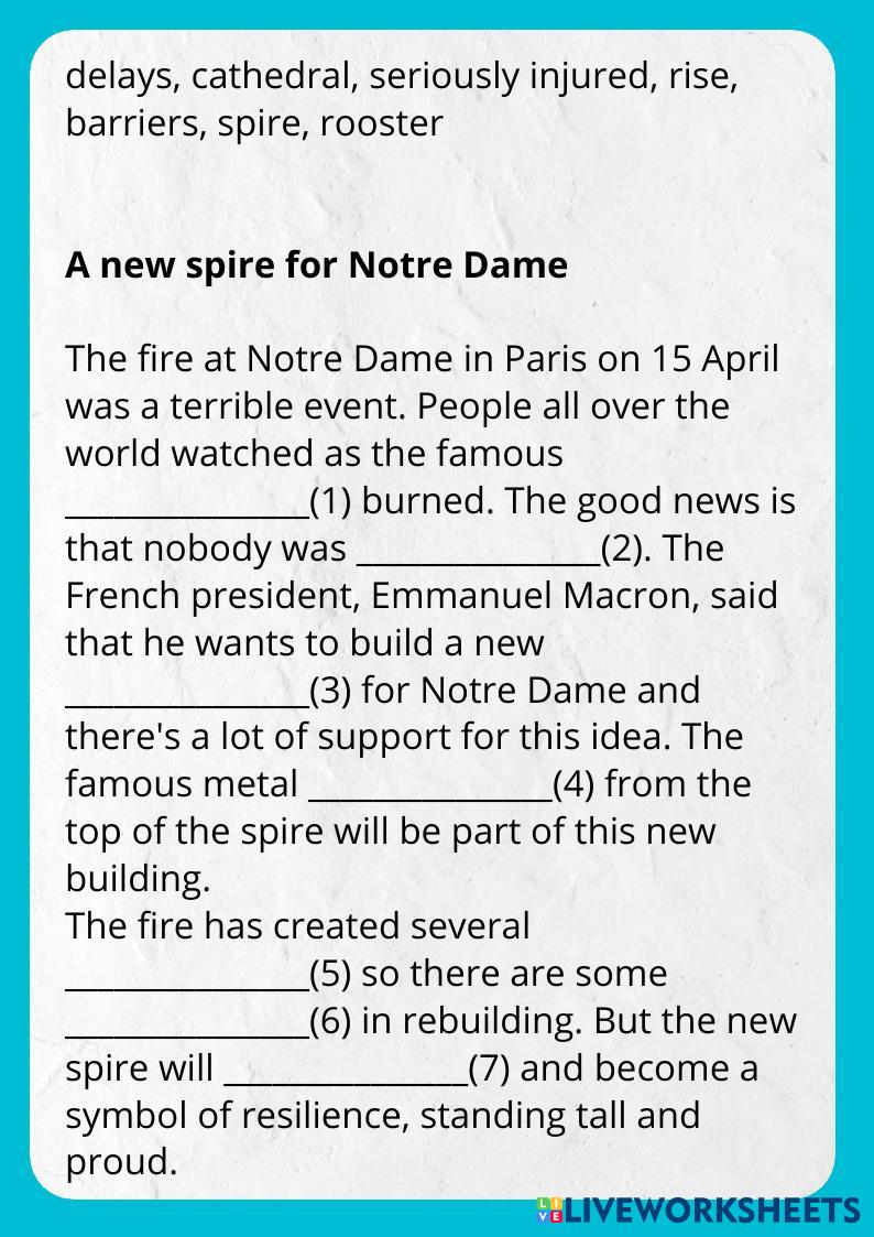 A new spire for Notre Dame | Live Worksheets