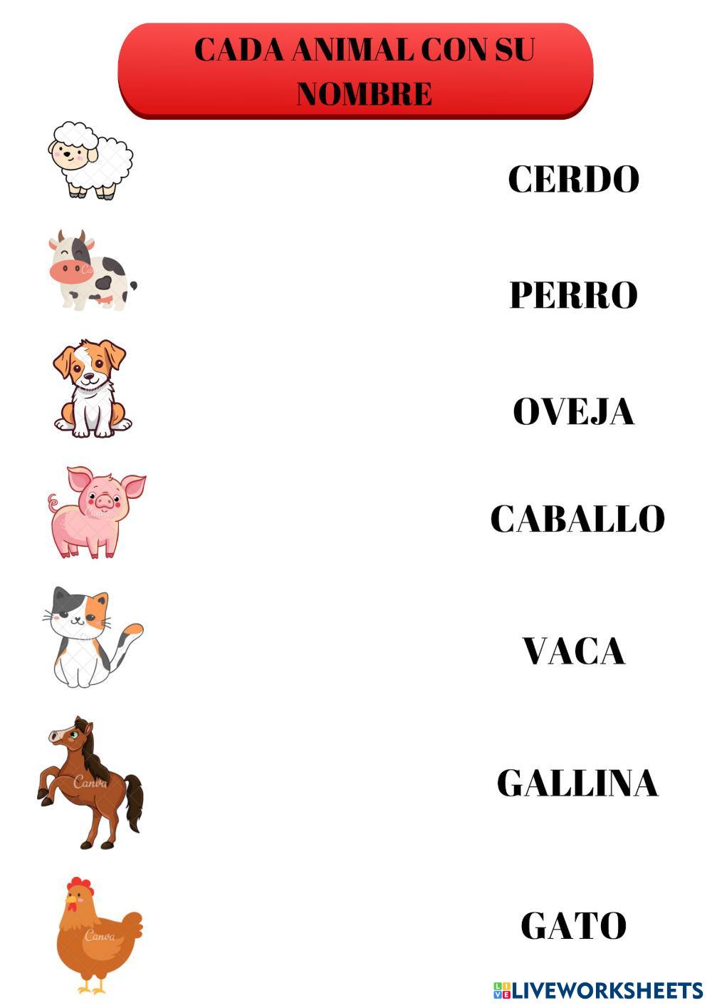 Cada Animal Con Su Nombre Live Worksheets cada-animal-con-su-nombre-live-worksheets