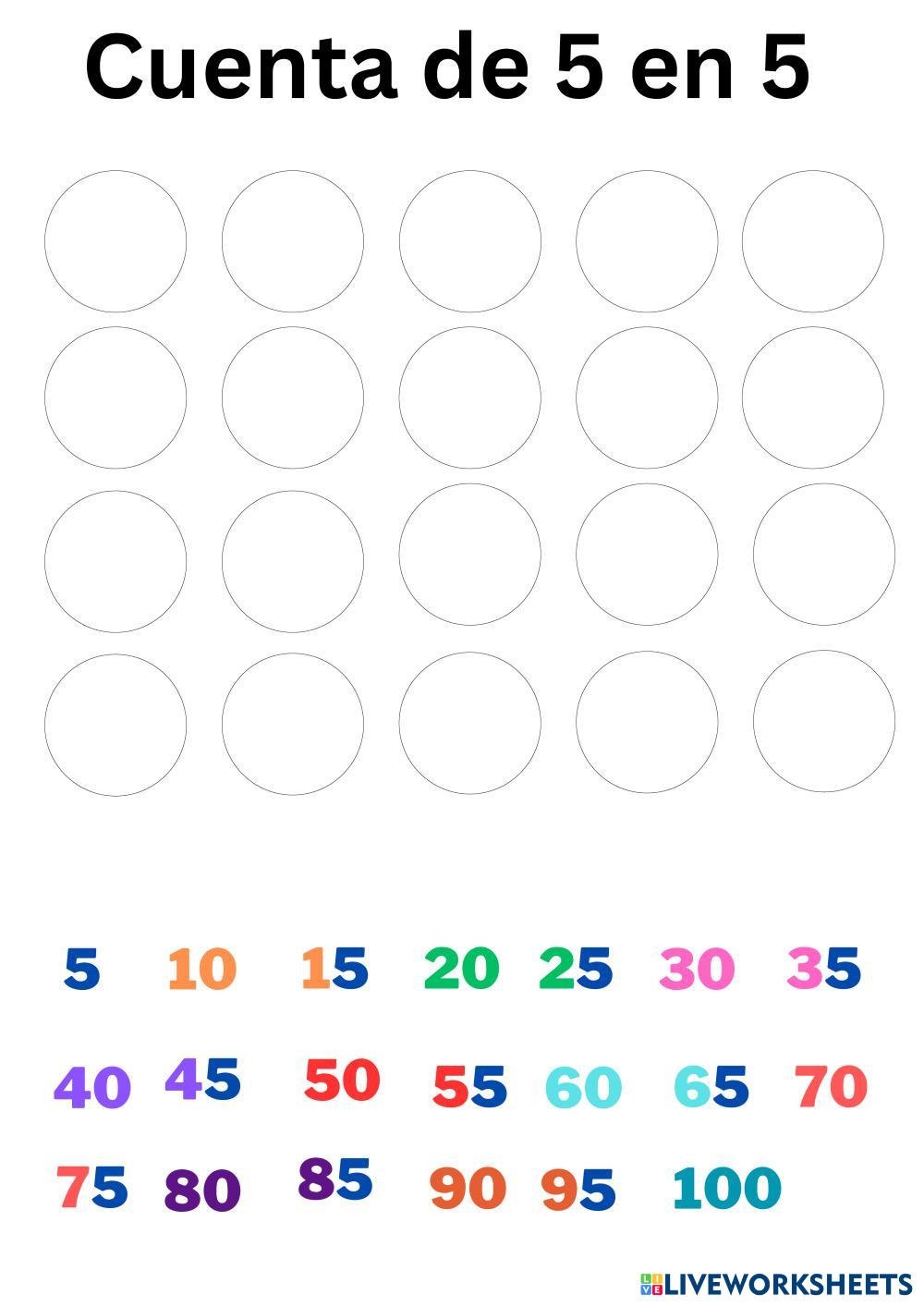 Cuenta de 5 en 5 | Free Interactive Worksheets | 7651136