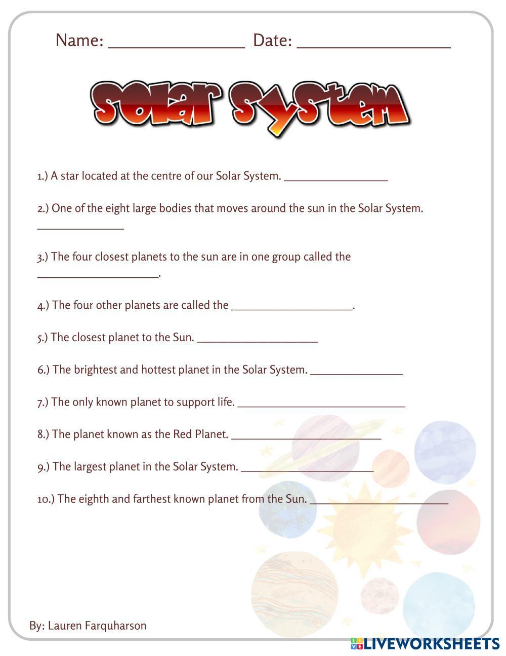 Solar System | Live Worksheets