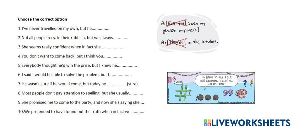9a ellipsis | Live Worksheets