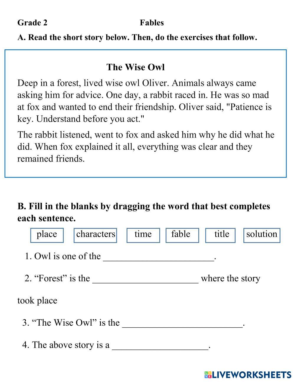 fables comprehension