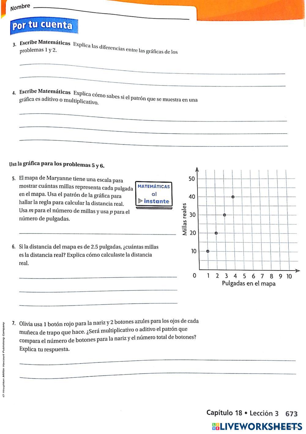 Escribir una regla de patrones numéricos en gráficas | Live Worksheets