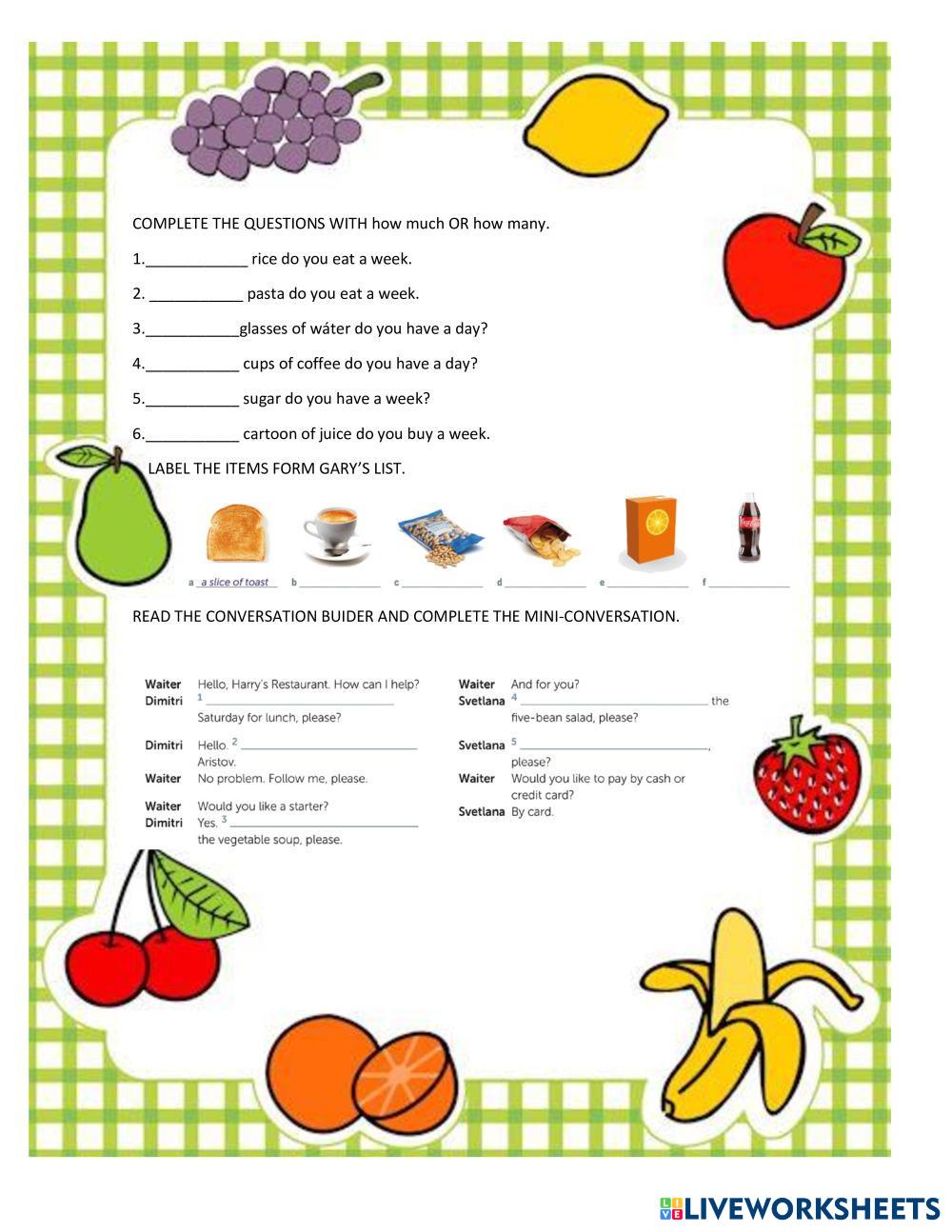 UNIT 7,FOOD AND… | Free Interactive Worksheets | 7652726