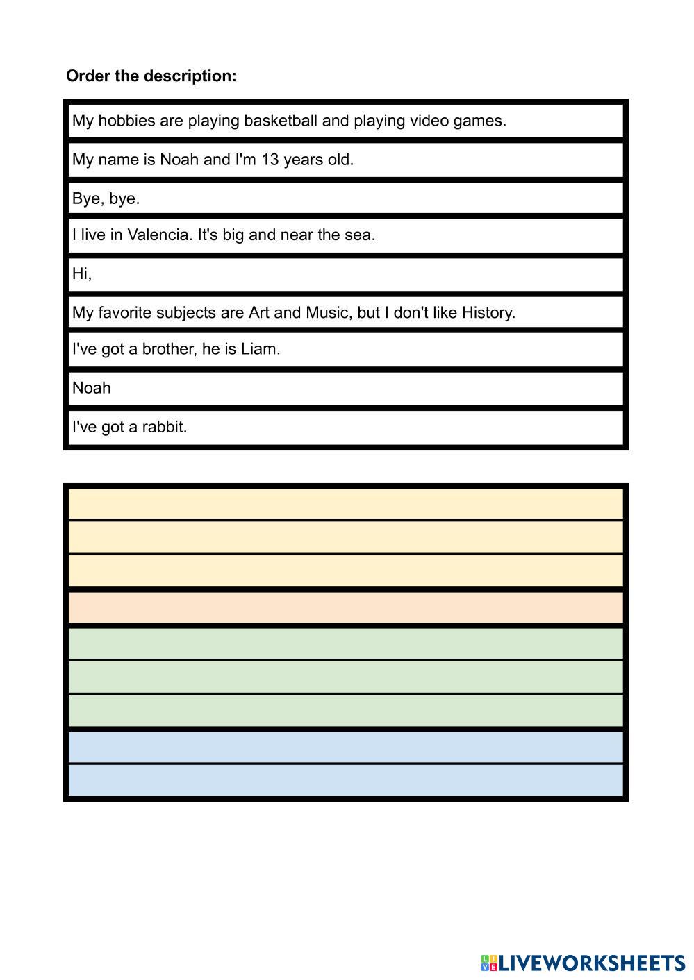 ORDER CBP text | Live Worksheets