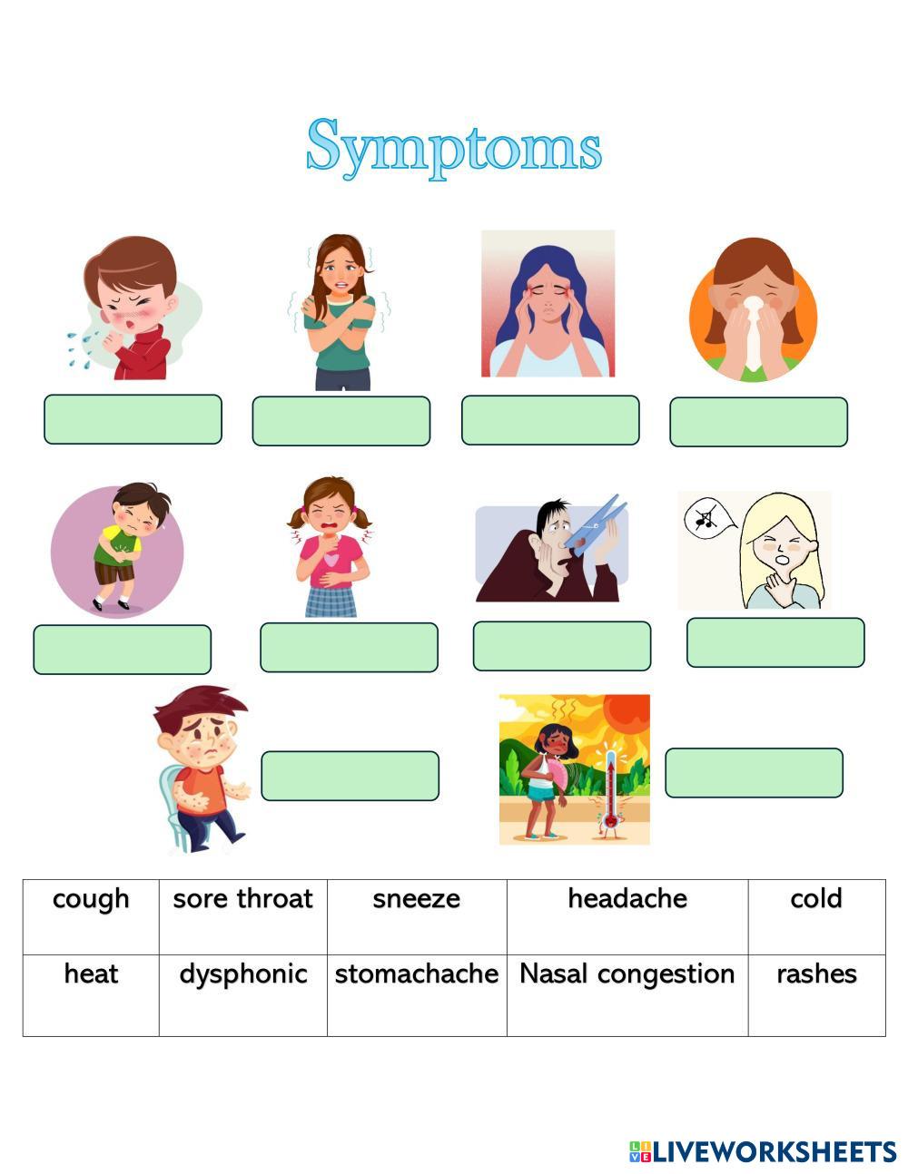 symptoms | Live Worksheets