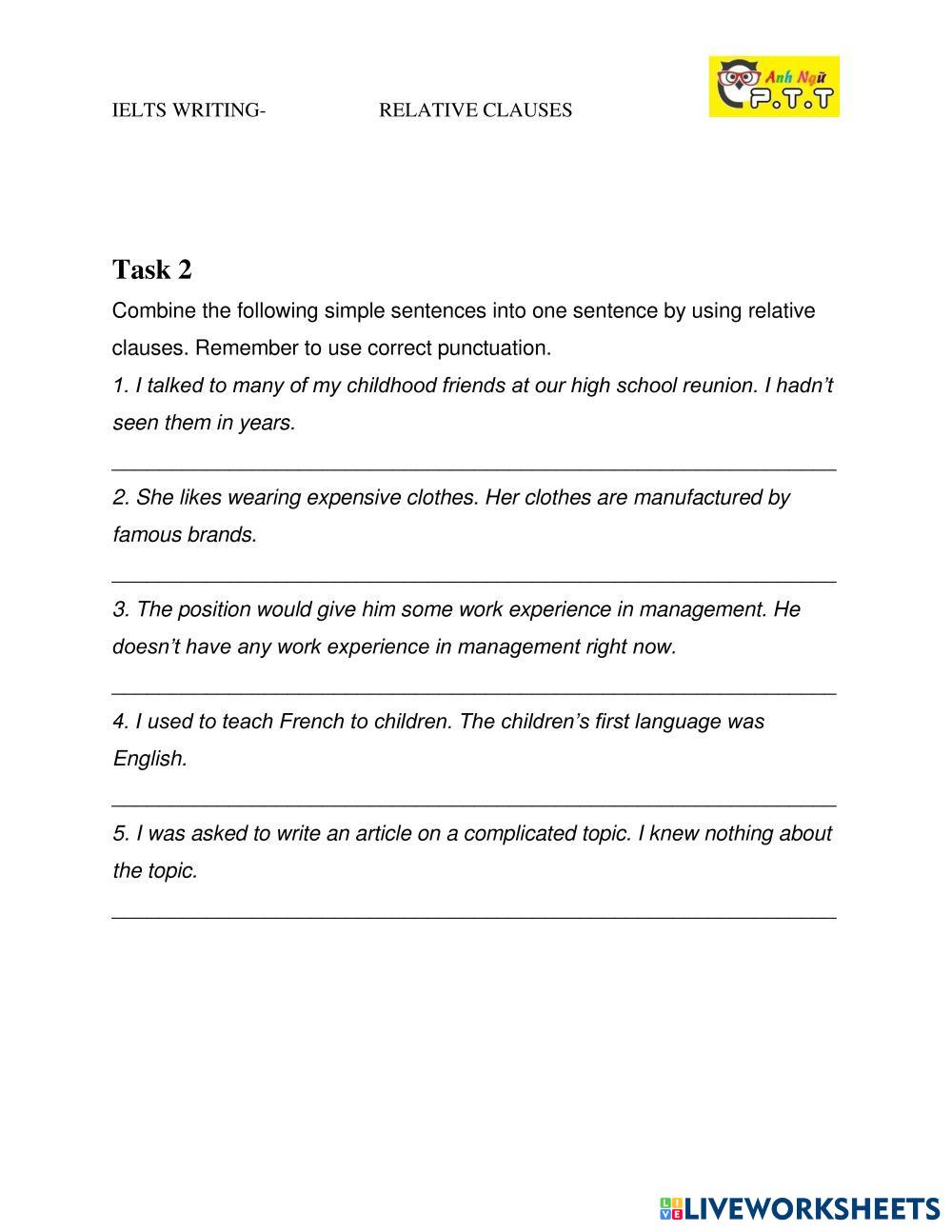 7654161 | RELATIVE CLAUSES- writing 1 | Pham Thu Thao