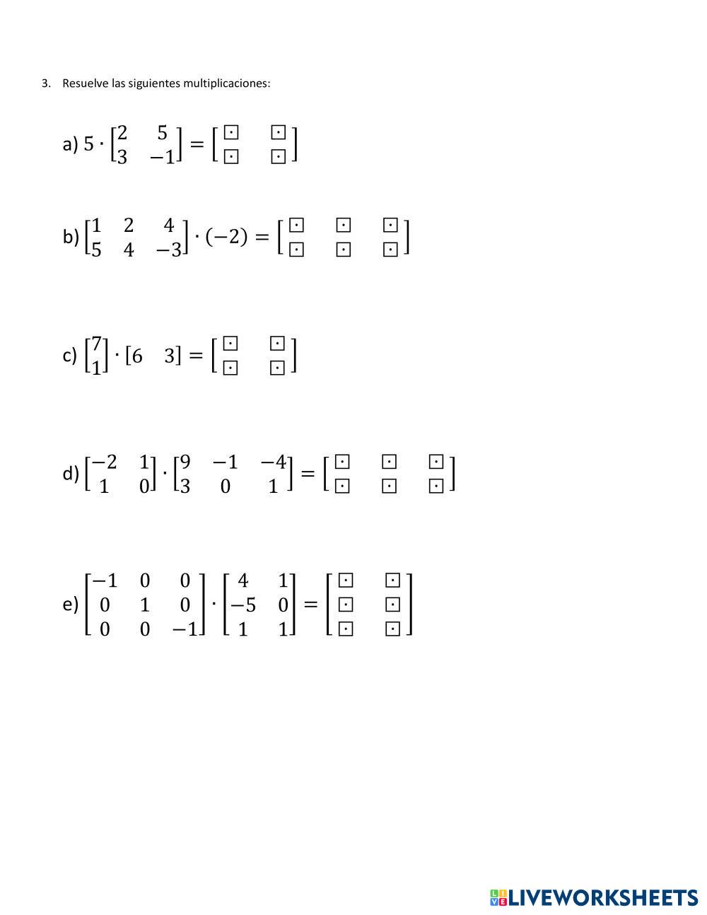 Matrices | Free Interactive Worksheets | 7654751