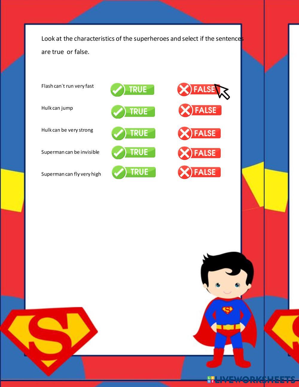 Super Hero | Free Interactive Worksheets | 7655727