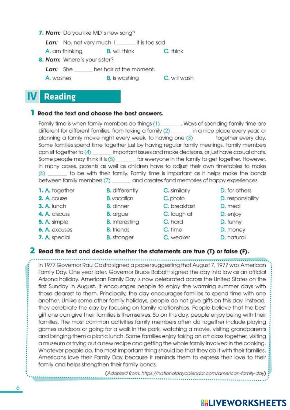 READING | Nguyễn Trần Kim Quyên | Live Worksheets