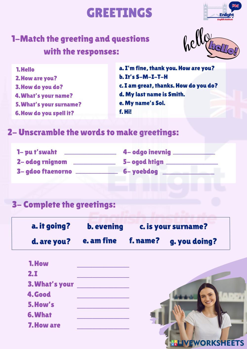 Greetings | Live Worksheets