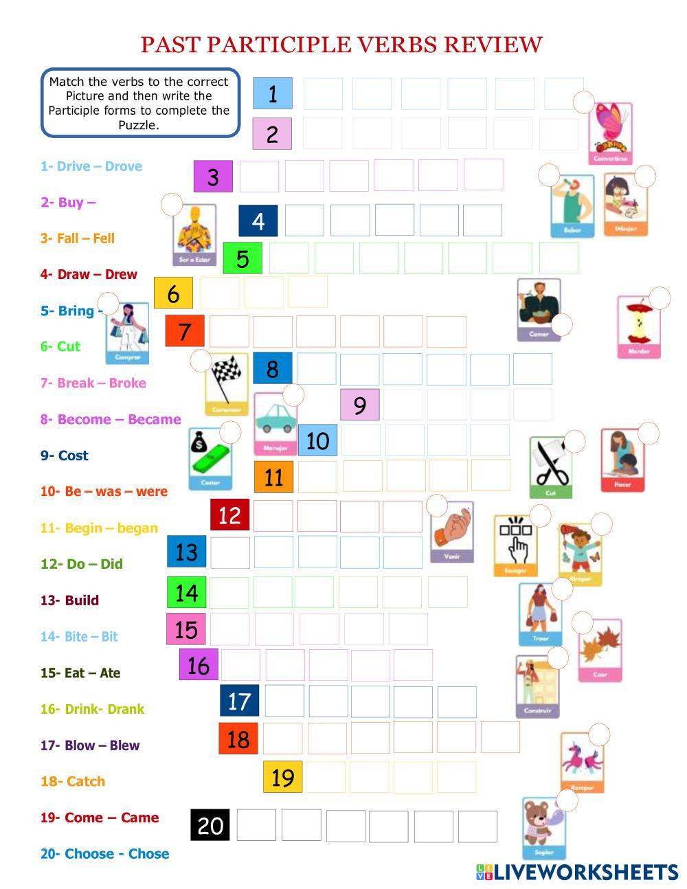 Participle Verb… | Free Interactive Worksheets | 7658618