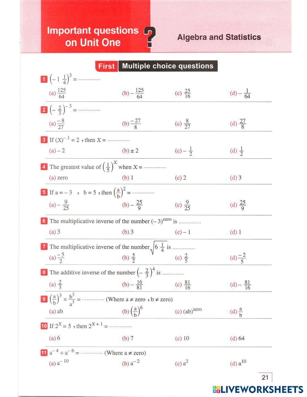 G7 Unit 1 algeb… | Free Interactive Worksheets | 7659048
