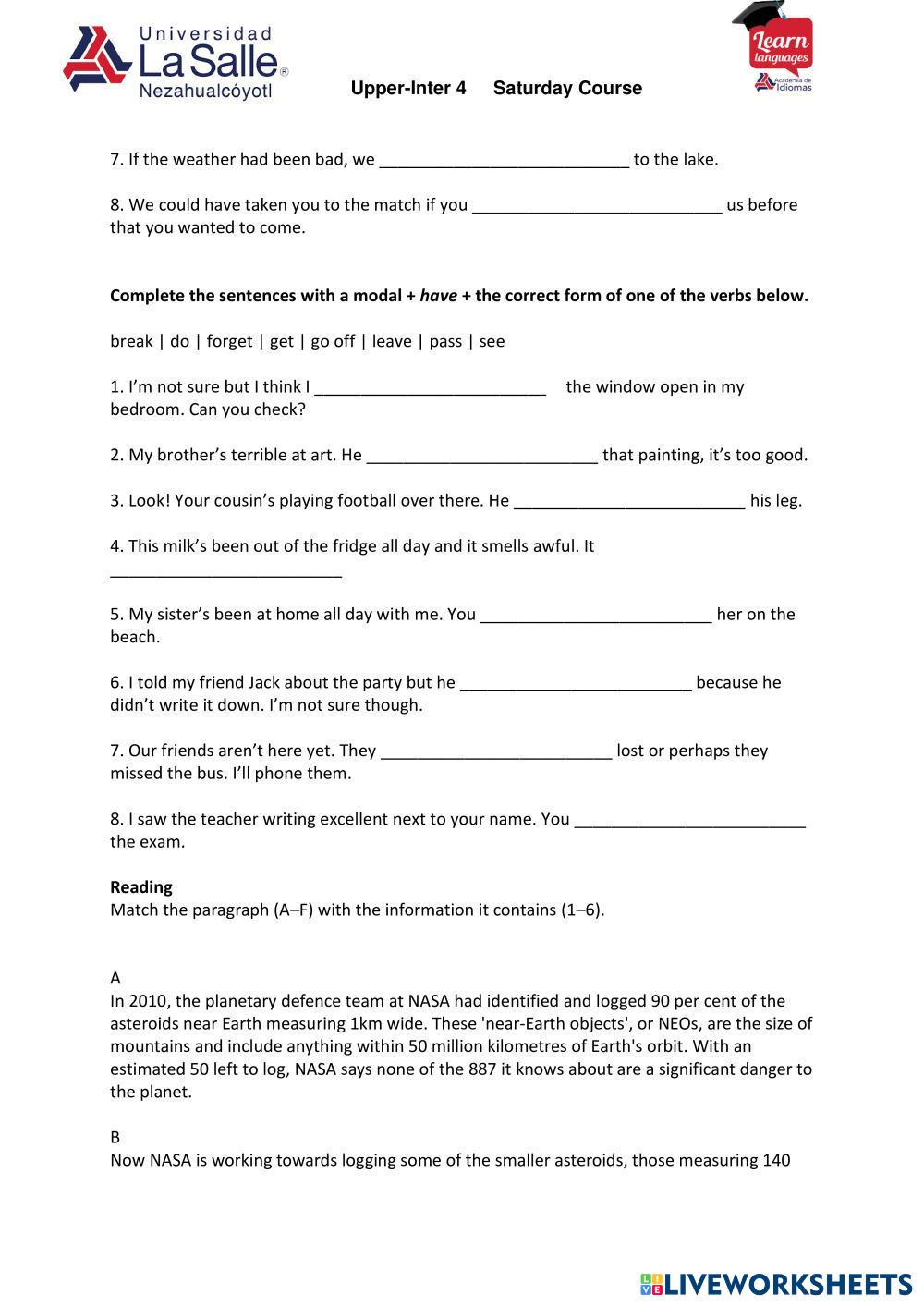 Upper 4 Saturday | Live Worksheets