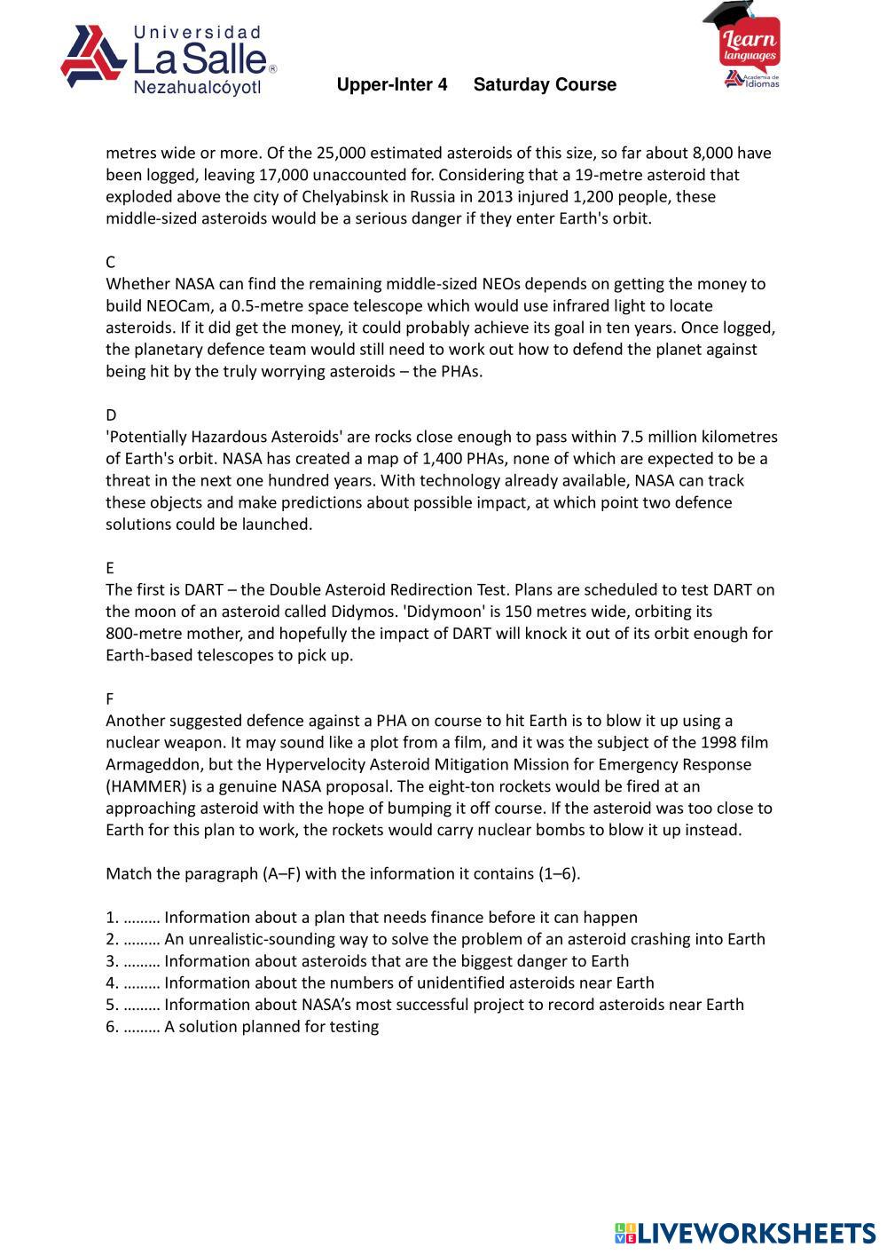 Upper 4 Saturday | Live Worksheets