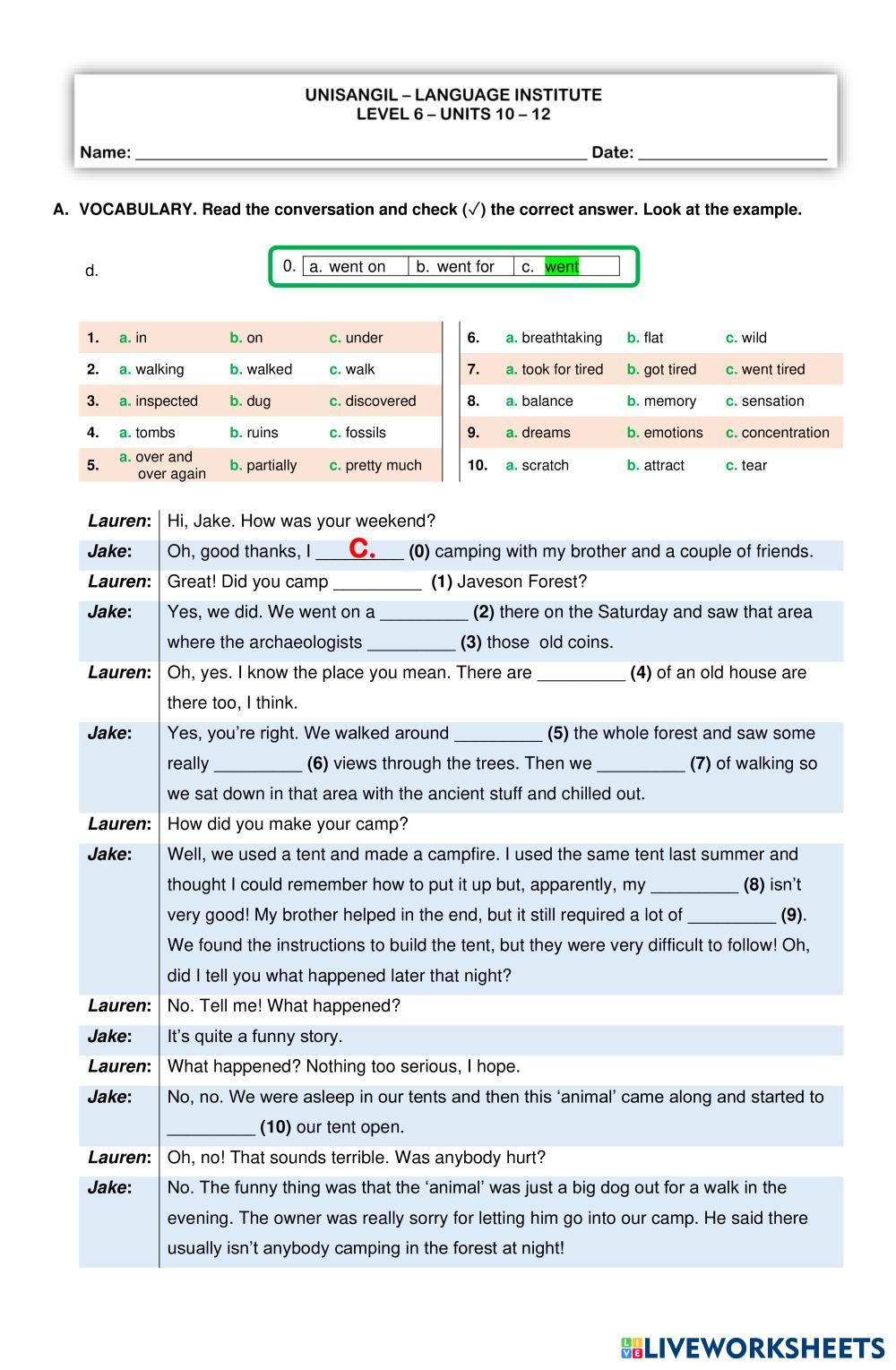 Level 6 Test 2 … | Free Interactive Worksheets | 7660924