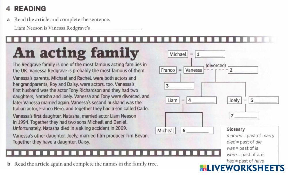 Unit 4A reading | Live Worksheets