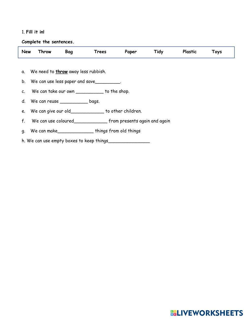 The three Rs: R… | Free Interactive Worksheets | 7661170