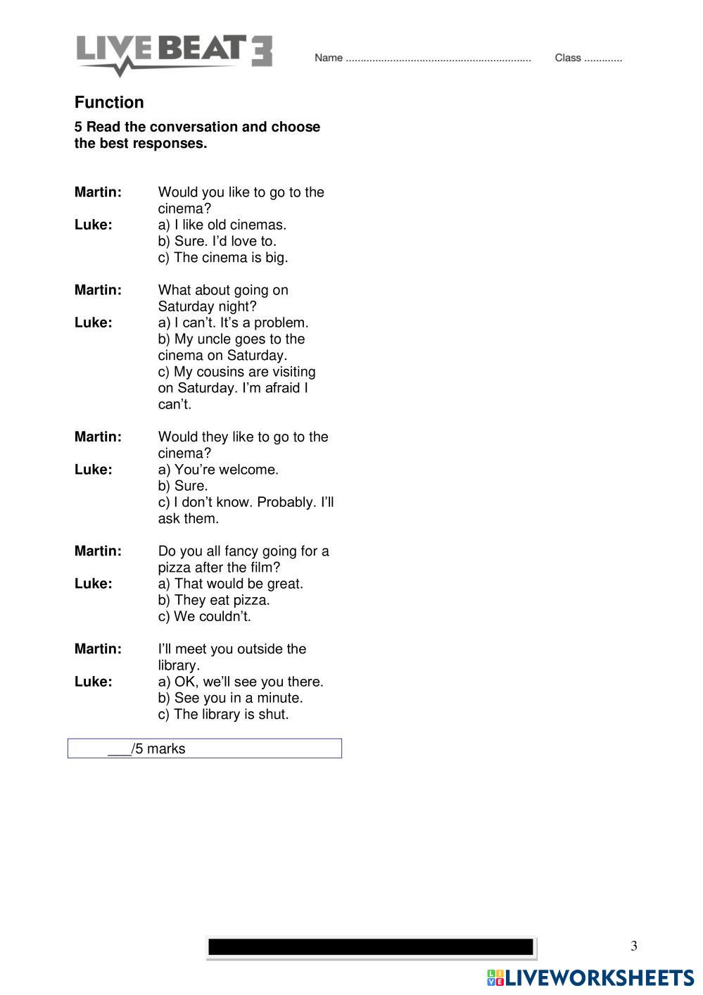 LIVE BEAT 3 UNI… | Free Interactive Worksheets | 7661384