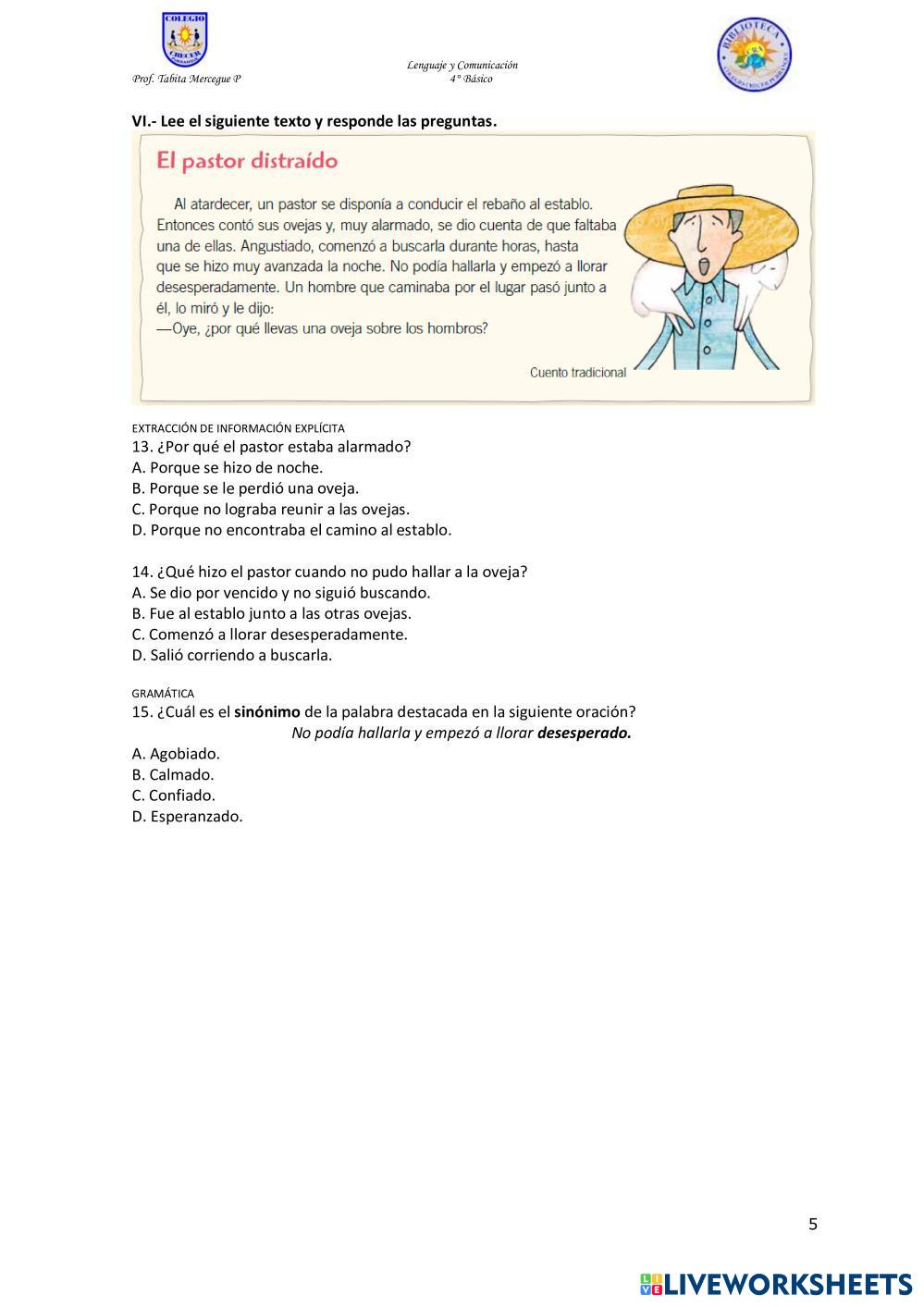 Mini ensayo len… | Free Interactive Worksheets | 7661703
