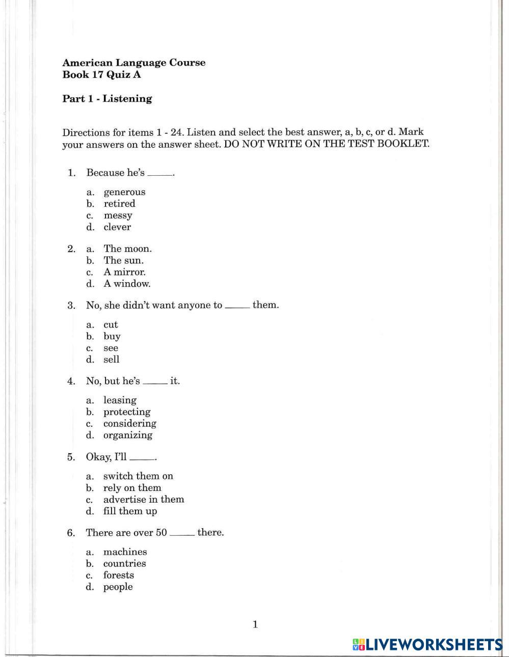 ALC BOOK 17 | Free Interactive Worksheets | 7662556