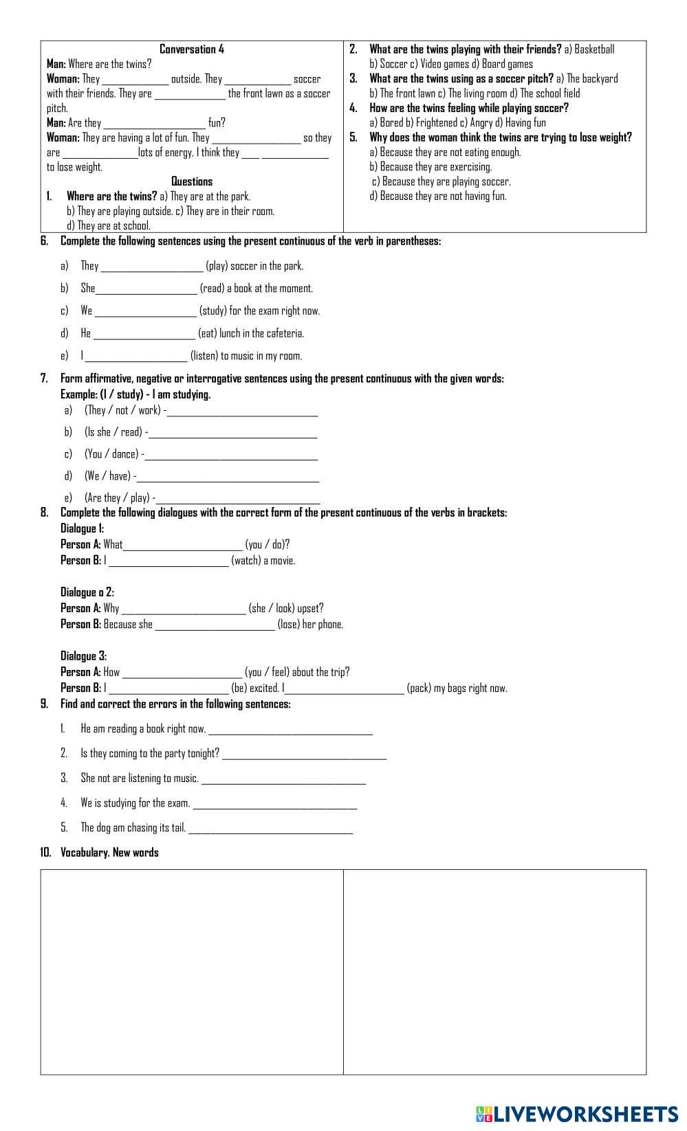 PRESENT CONTINU… | Free Interactive Worksheets | 7662969