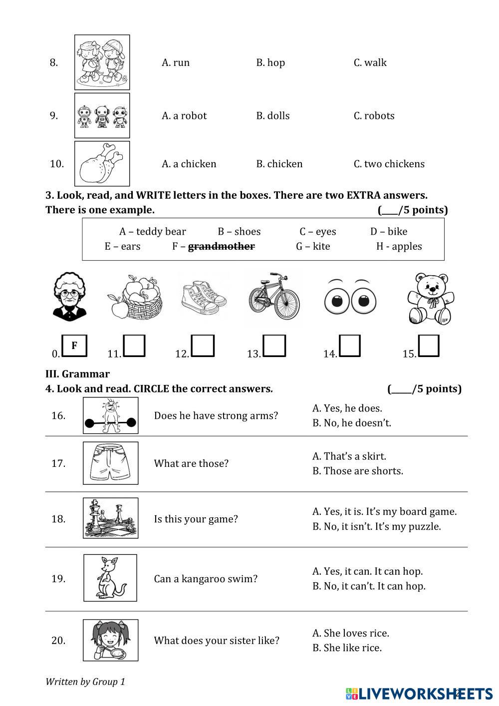 G1.ECT.PRACTICE TEST 2 | Live Worksheets