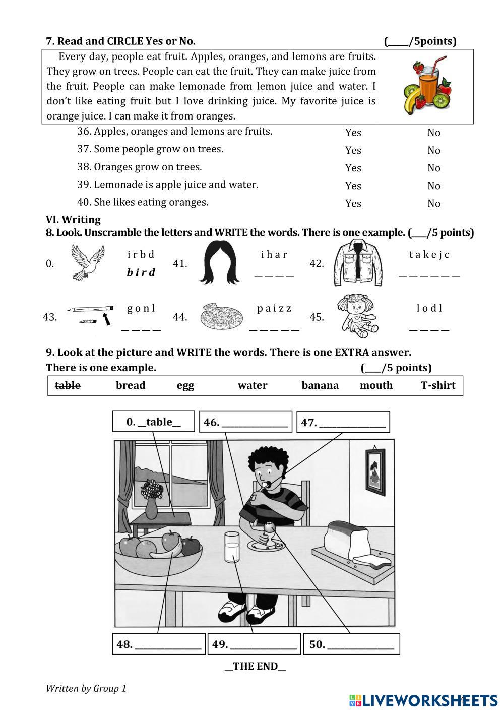 G1.ECT.PRACTICE TEST 2 | Live Worksheets