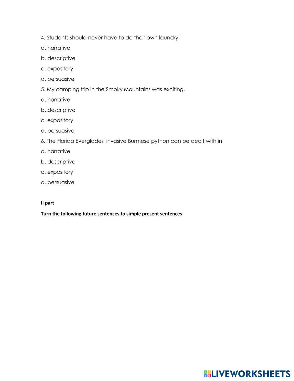 English Language Fundamentals Practice Test | Live Worksheets