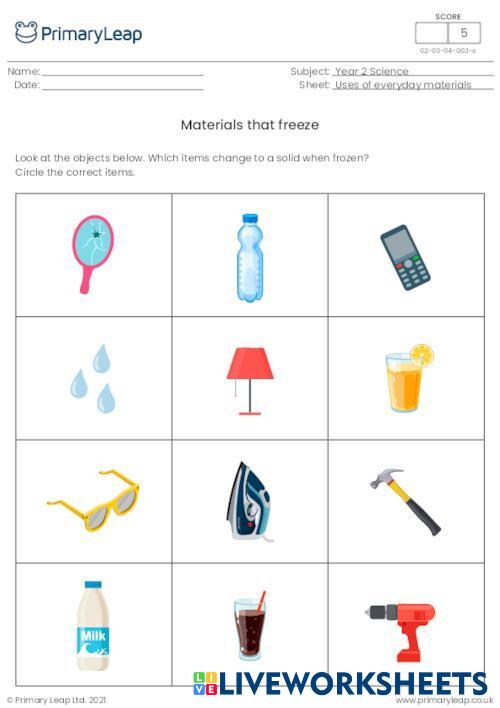 Freeze | Live Worksheets