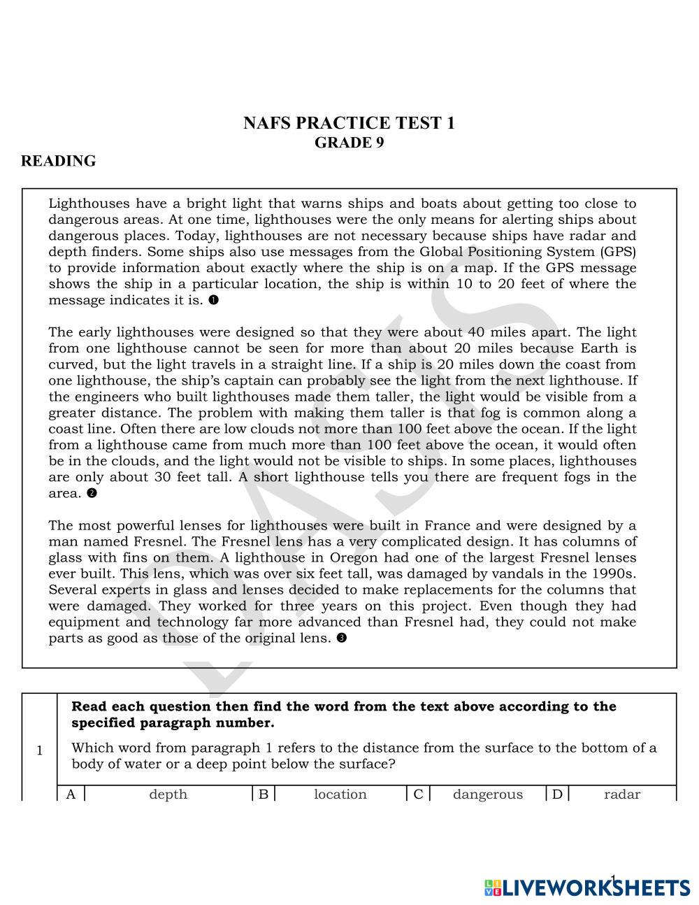NAFS Practice T… | Free Interactive Worksheets | 7667322