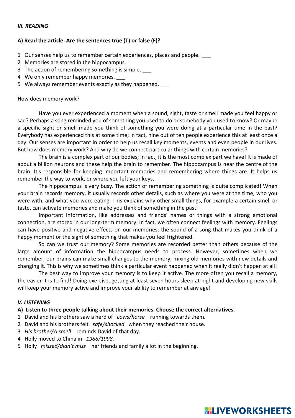 LEVEL 8 SECOND TEST | Live Worksheets