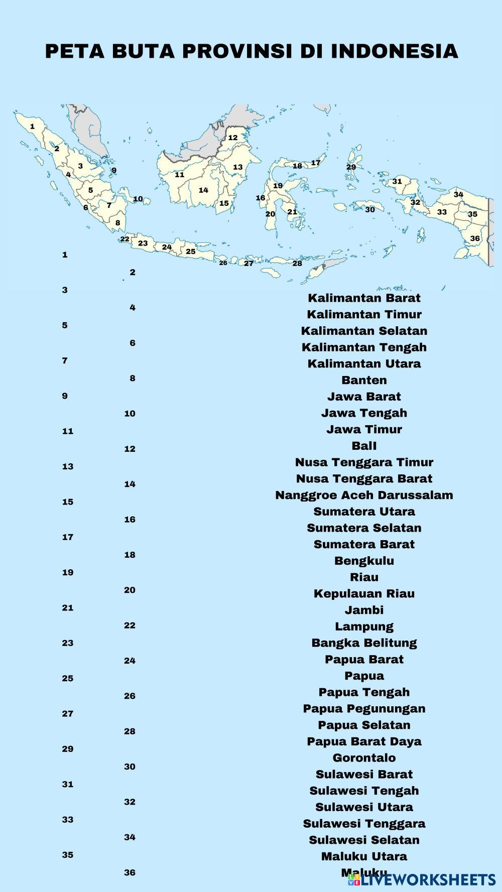 PETA BUTA INDONESIA | Live Worksheets