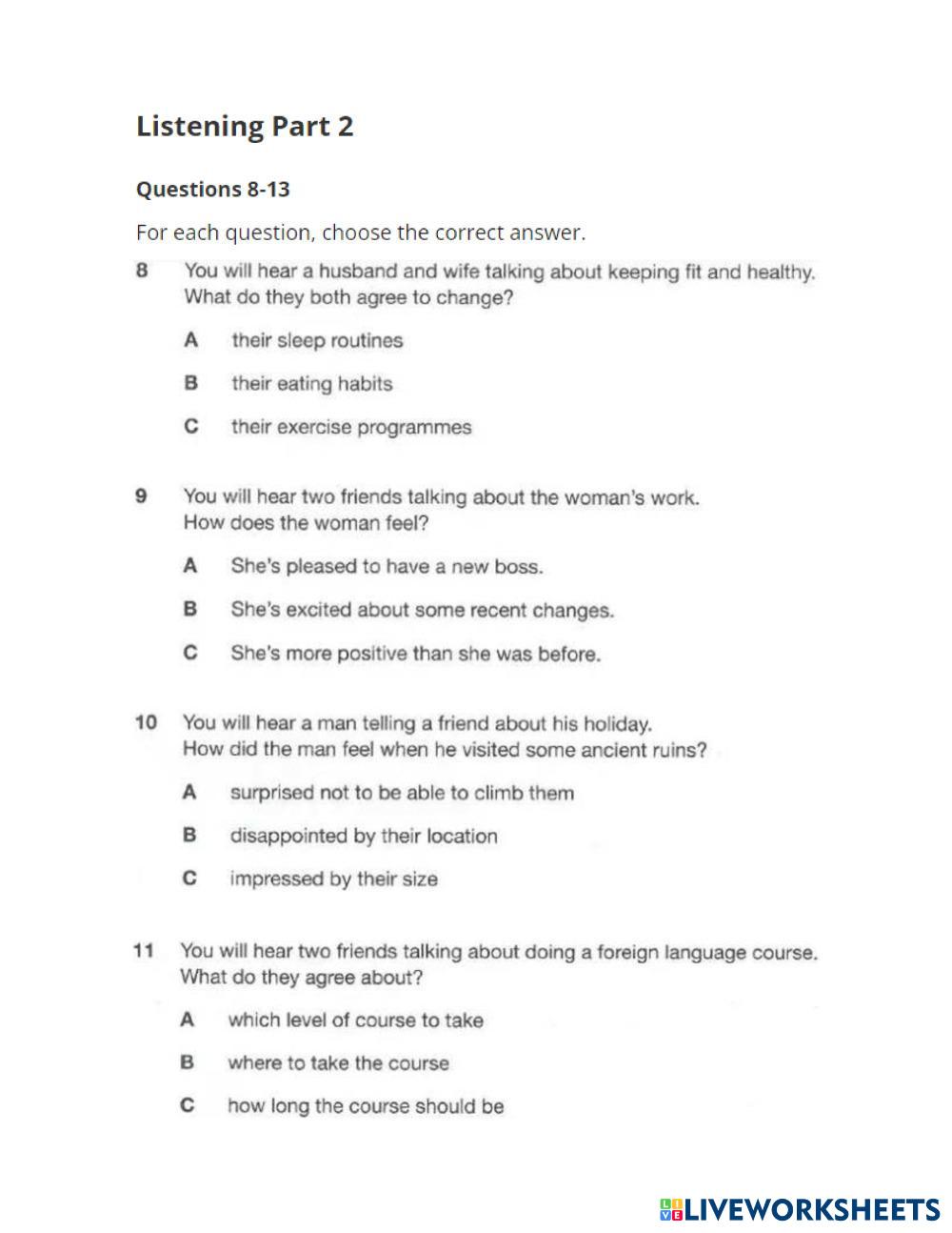 Prueba Omar 8 Listening | Live Worksheets