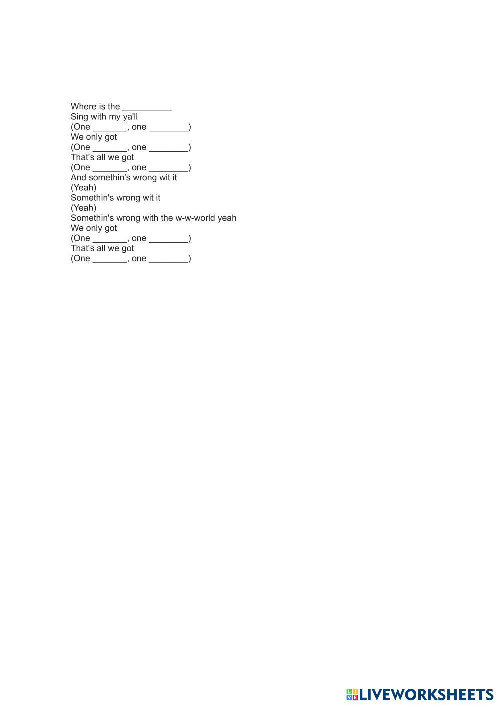 Song | Free Interactive Worksheets | 7672190