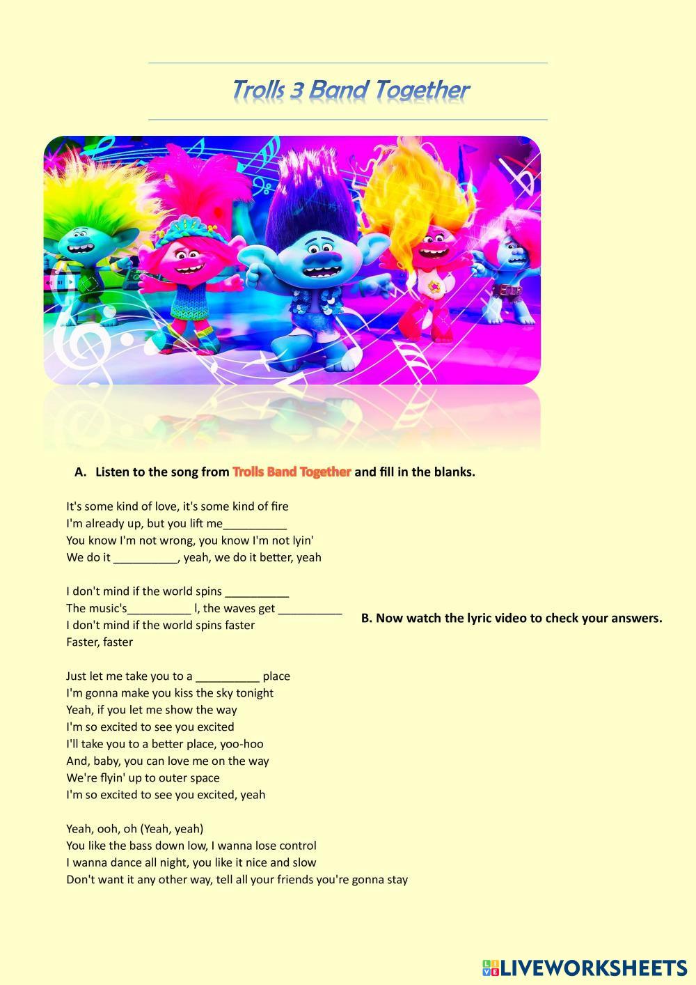 Trolls Band Tog… | Free Interactive Worksheets | 7672563