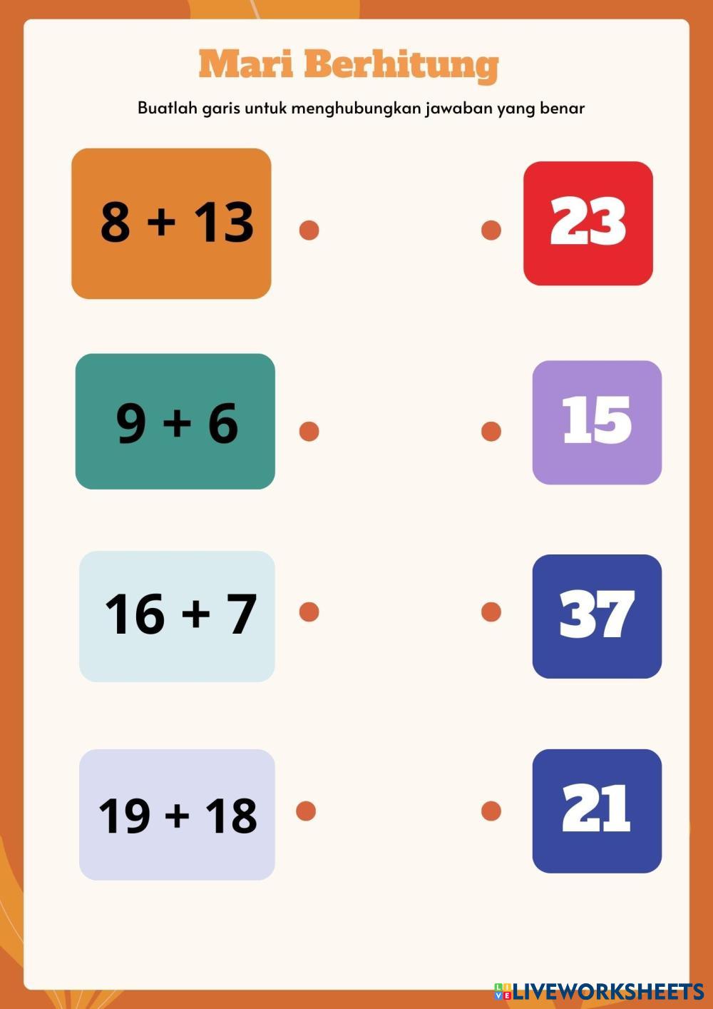 LKPD Berhitung Penjumlahan | Live Worksheets