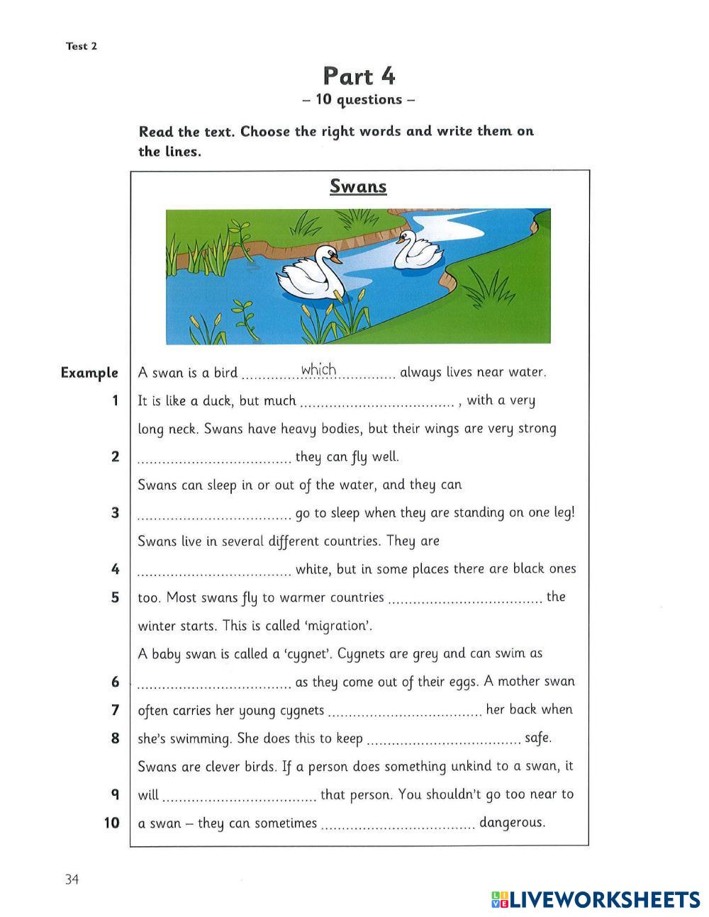 FLYERS 4 TEST 2 READING PART 4 | Live Worksheets