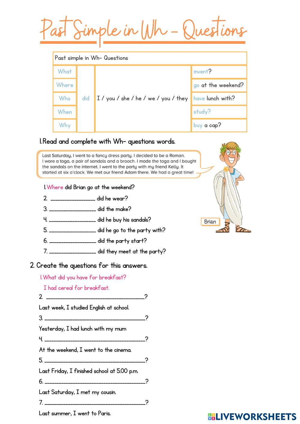 Past simple in Wh- Questions 7674339 | Sandra Gonzalez