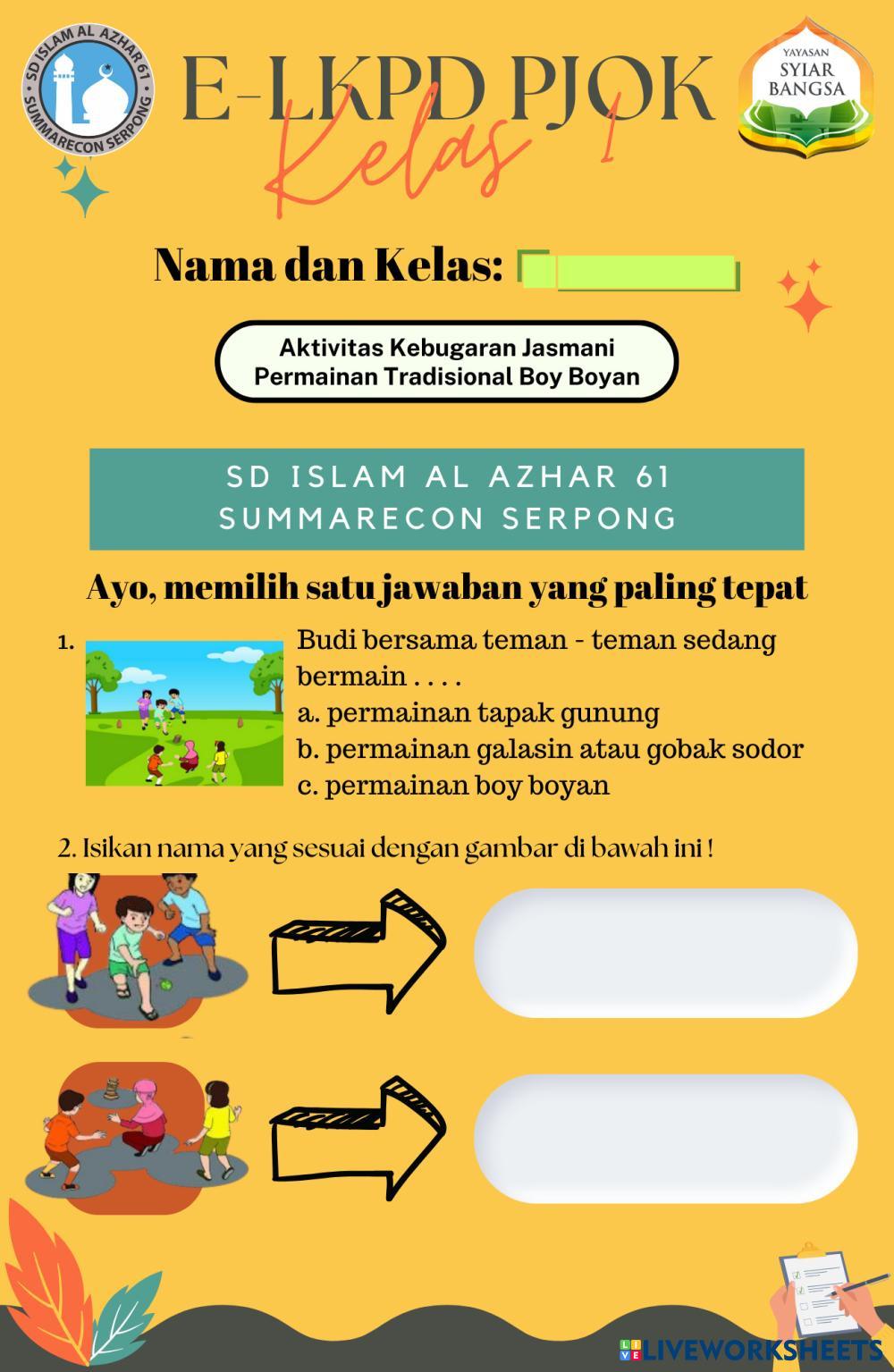 E-LKPD PERMAINAN TRADISIONAL BOY BOYAN | Live Worksheets
