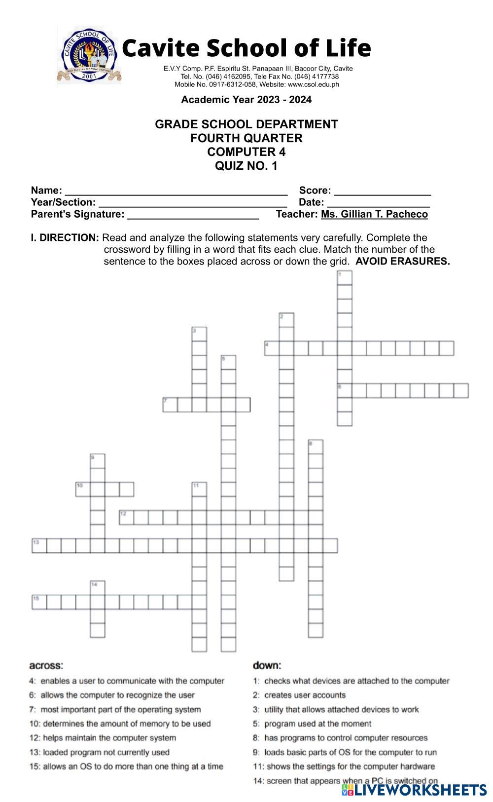 GRADE 4 - INTEGRITY | Live Worksheets