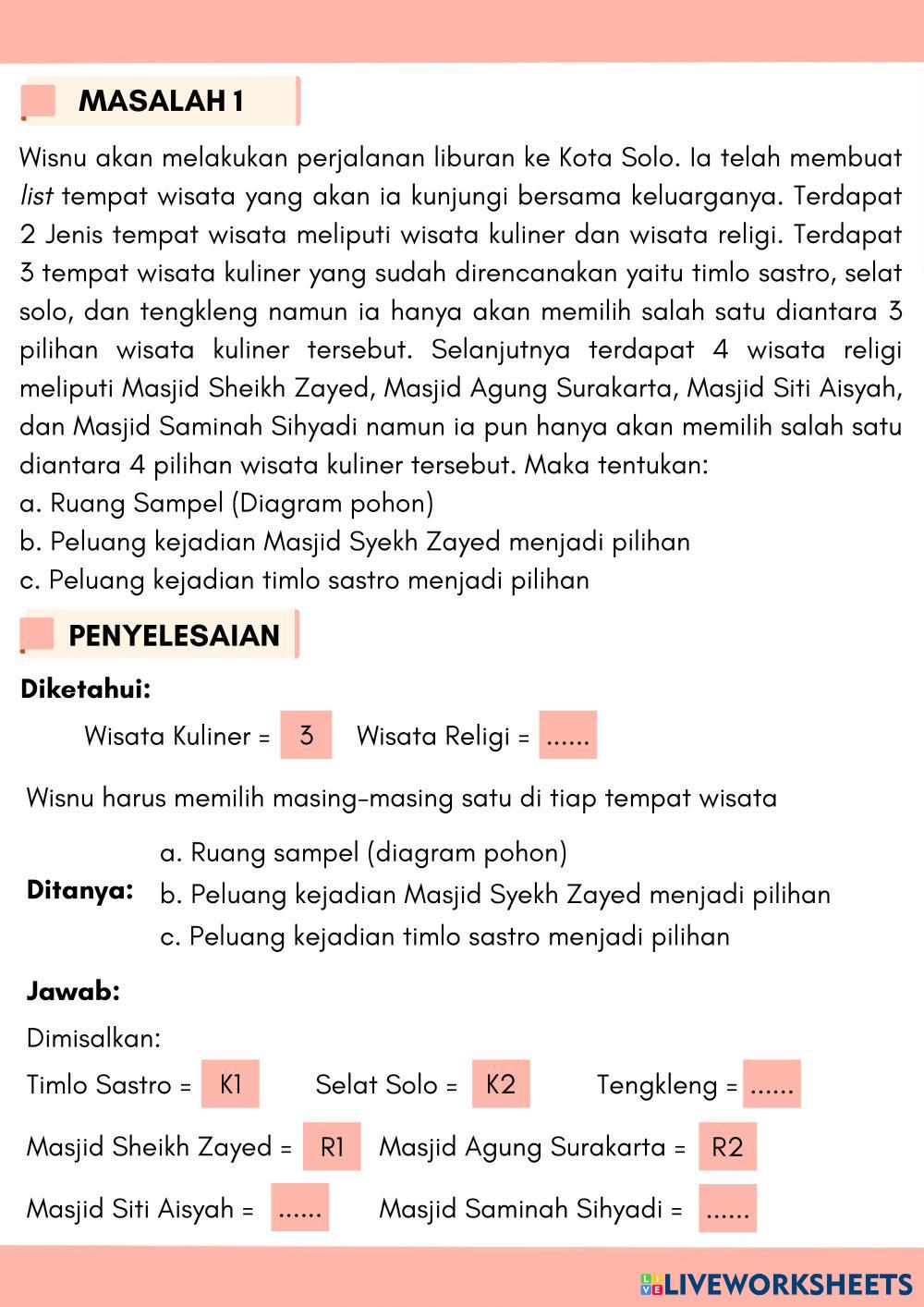 Peluang | Live Worksheets