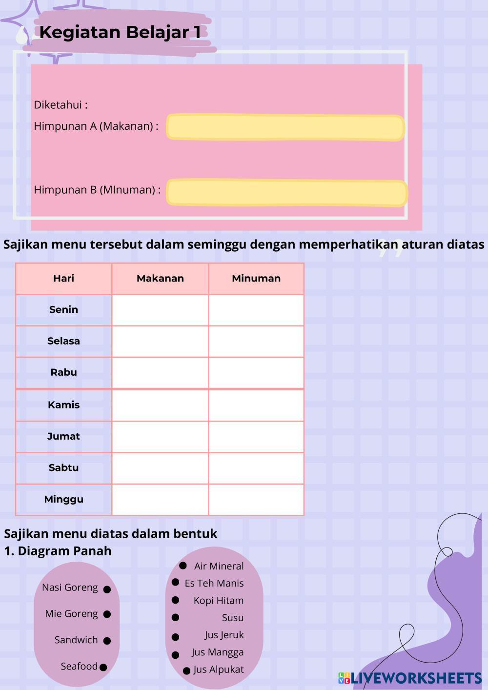 LKPD Relasi dan Fungsi | Live Worksheets