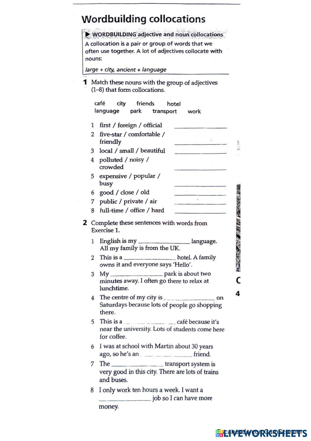 Worldbuilding collocations | Live Worksheets