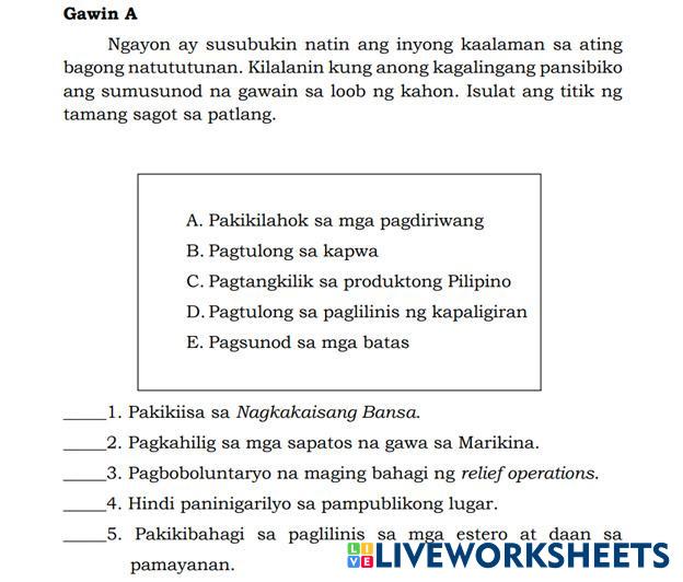 Kagalingan Pansibiko | LiveWorksheets | 7678092