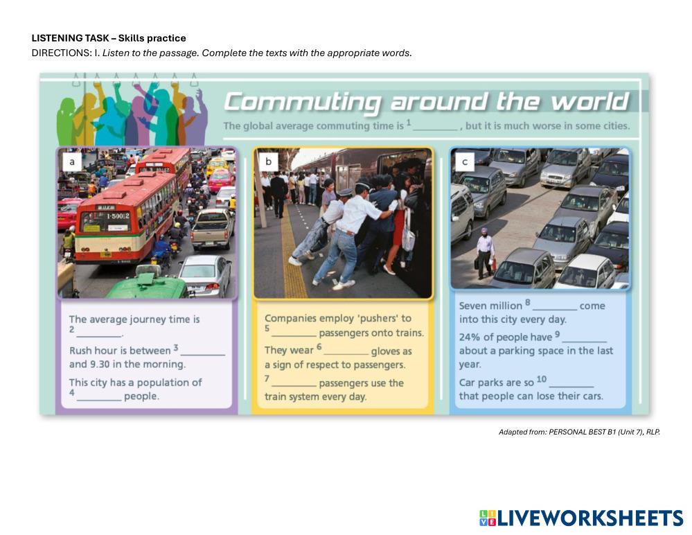 Commuting around the world | Live Worksheets
